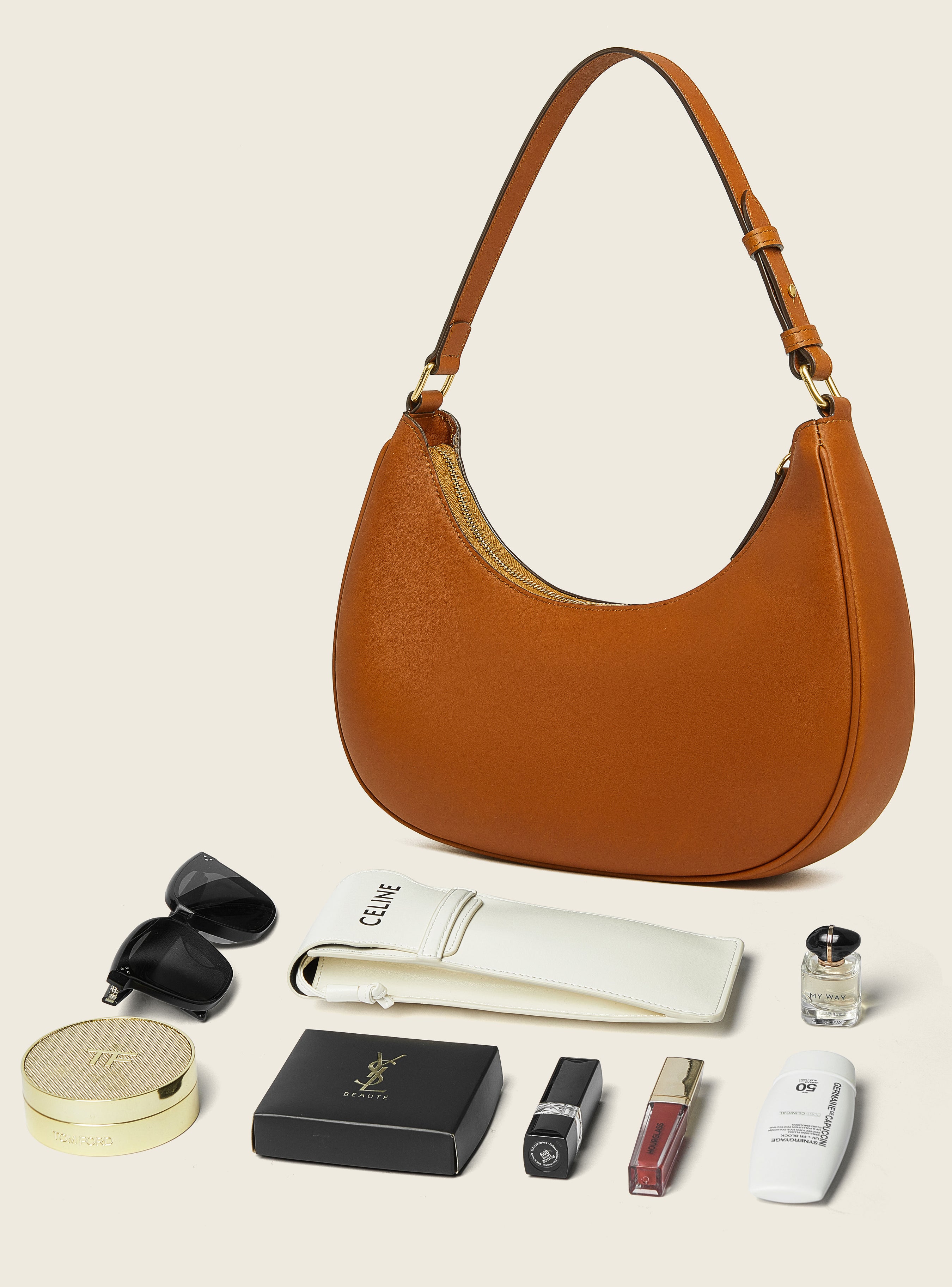 Hpai Crescent Bag In Leather - Acorn – HPAI Official